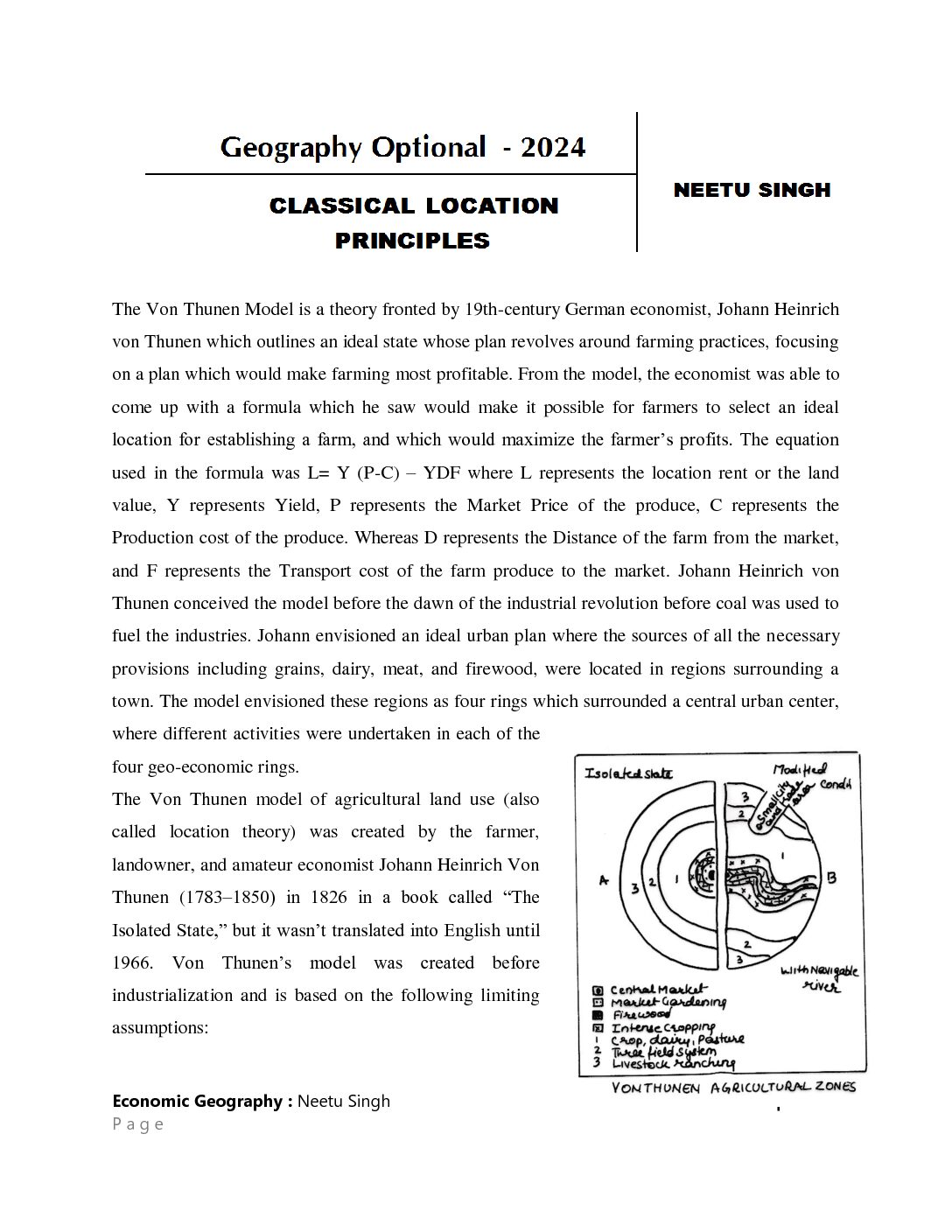 CLASSICAL LOCATION PRINCIPLES - Direction Institute for Geography Optional