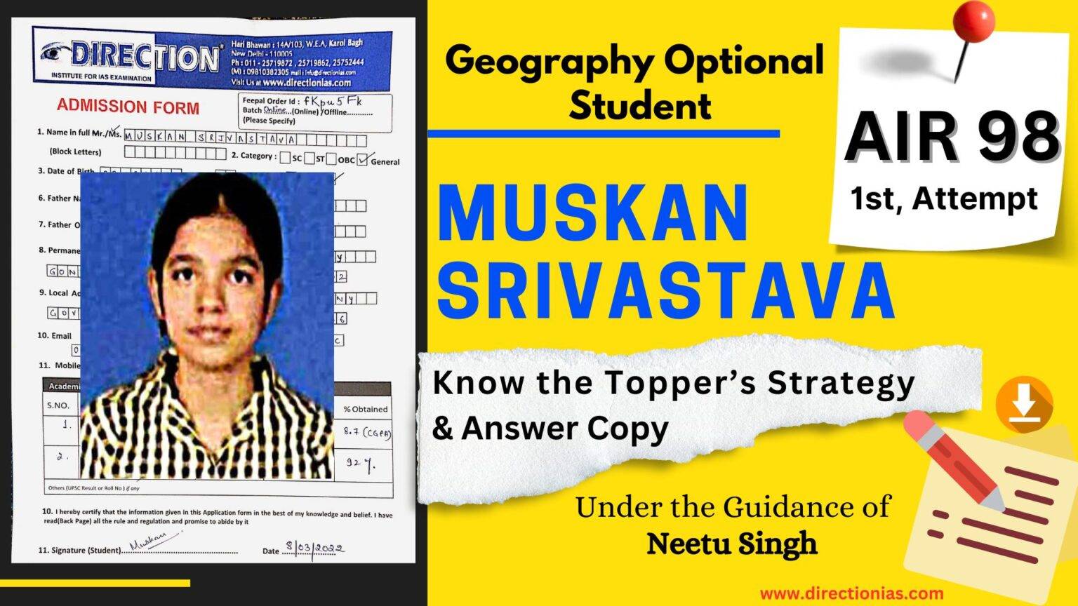 AIR 98 UPSC MUSKAN SRIVASTAV - Direction Institute for Geography Optional