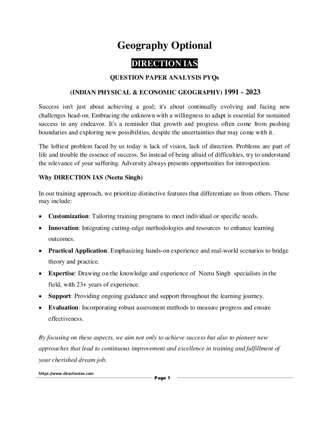 PHYSICAL ECONOMIC GEOGRAPHY OF INDIA QUESTION TREND.docx PAPER II - Direction Institute for ...